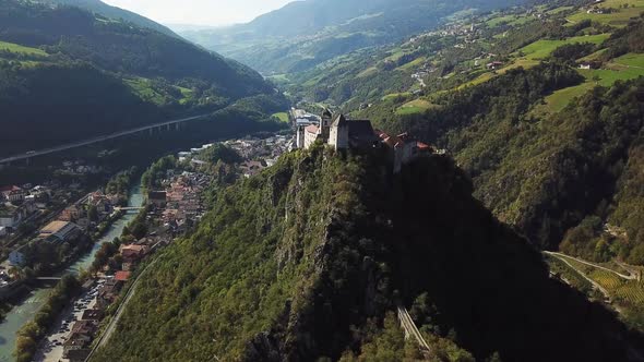 Amazing View of Sabiona Castle in Chiusa Northern Italy, Stock Footage