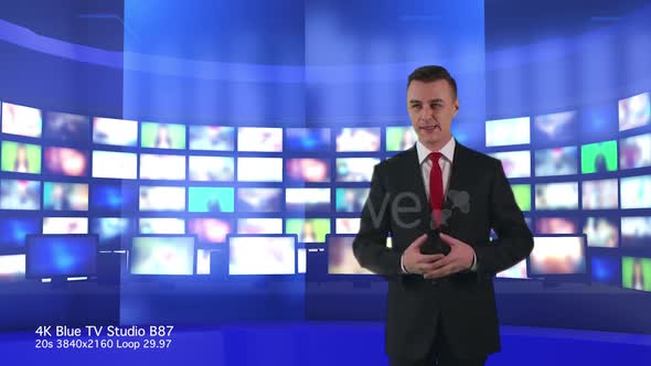 4K Blue Tv Studio B87, Motion Graphics | VideoHive