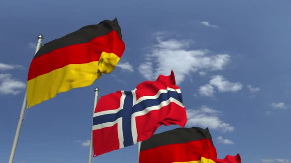 Flags of Norway and Germany at International Meeting, Motion Graphics