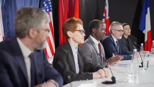 Group of Diplomats Speaking at Press Conference, Stock Footage | VideoHive