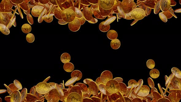 Growing Gold Bitcoin Tokens 4K, Motion Graphics | VideoHive