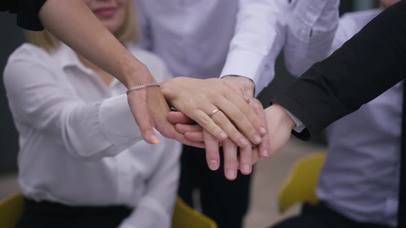 Closeup Handstack of Successful Happy Business People Outdoors, Stock ...