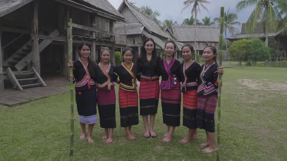Group Of Khmu Girls In Traditional Dress, Stock Footage | VideoHive