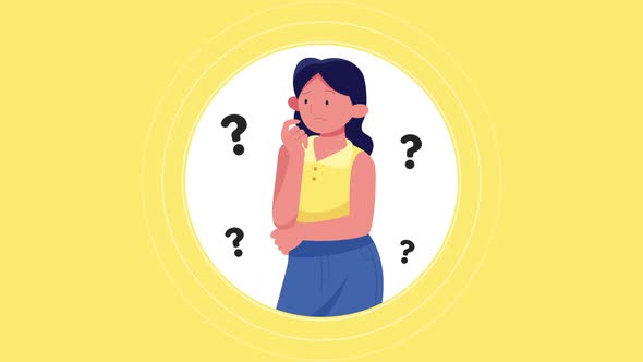 Women Asking Questions and Thinking Cartoon Animation, Motion Graphics