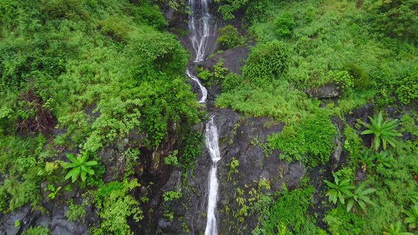 Drone Shot of Beautiful Waterfall on the hill. Pavagadh waterfall also ...