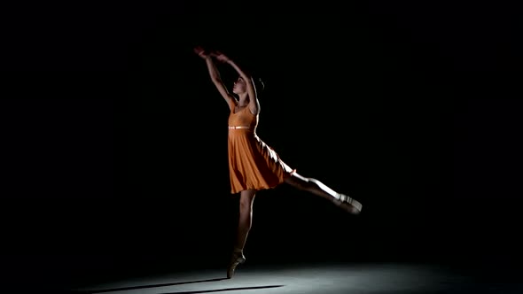 Curly Girl Dancing Ballet in Studio, Stock Footage | VideoHive