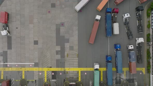 Queue of Trucks in Logistic Site, Stock Footage | VideoHive