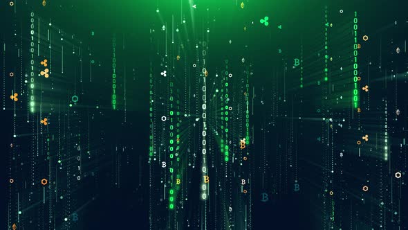 Cryptocurrency Matrix Binary Digital Background Animation 4K, Motion ...