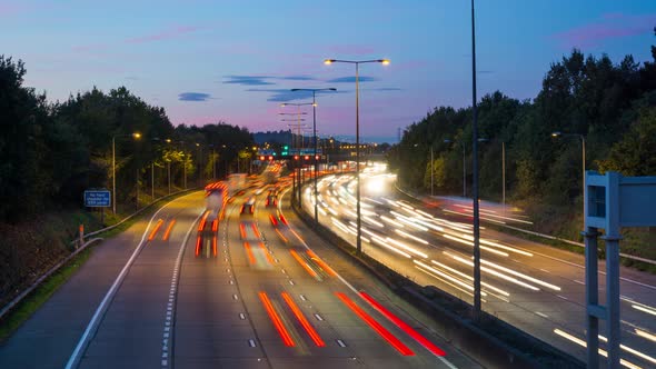 London Orbital motorway M25 with heavy traffic at rush hour, Stock Footage