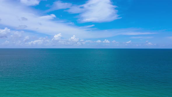 Seascape aerial view sea horizon as far as the eye can see One part sky ...
