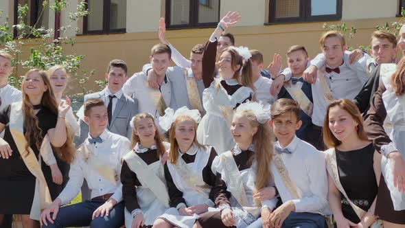 Russian Graduates Celebrate the Last School Day, Stock Footage | VideoHive