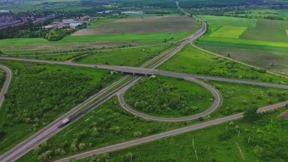 Aerial View Of Highway Interchange Ukraine, Stock Footage | VideoHive