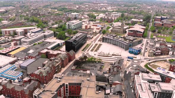 Aerial view of the new roundabouts in front of the University of ...
