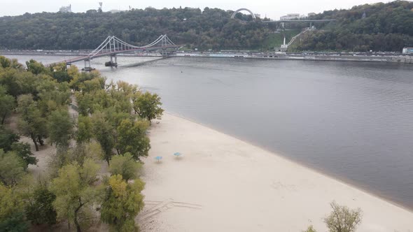 The Main River of Ukraine - Dnipro Near Kyiv. Slow Motion, Stock Footage