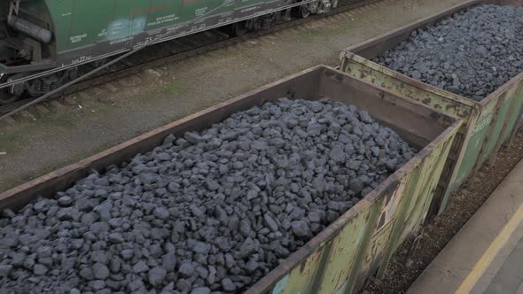 Railroad Train Carries Coal. Freight Transportation, Stock Footage
