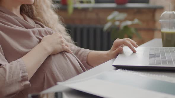 Cropped Expectant Woman Using Computer, Stock Footage | VideoHive