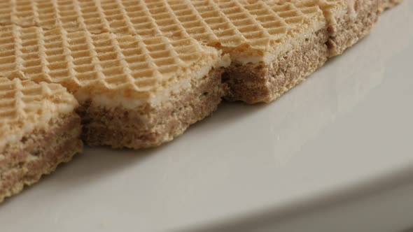 Panning on Israeli type wafer pieces on plate close-up 4K 21560p 30fps ...