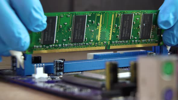 Process Installing RAM Computer Motherboard, Stock Footage | VideoHive