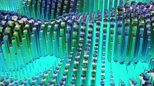 Abstract Geometric Pattern Of 3d Render Cubes And Spheres Motion Design Waves Of Cubes Motion