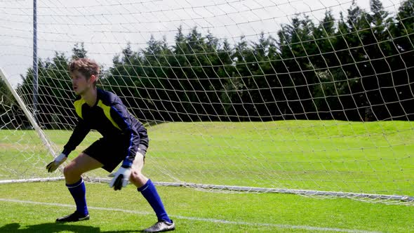 Goalkeeper defending a goal in the field, Stock Footage | VideoHive