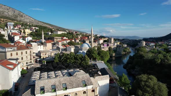 Aerial Mosque in Mostar, Stock Footage | VideoHive