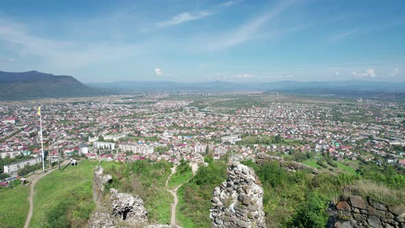 The Khust Castle in Transcarpathia Aerial View Western Ukraine, Stock ...