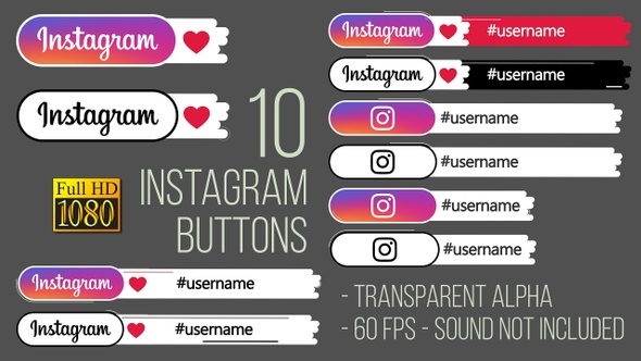 Instagram Buttons FullHD, Motion Graphics | VideoHive