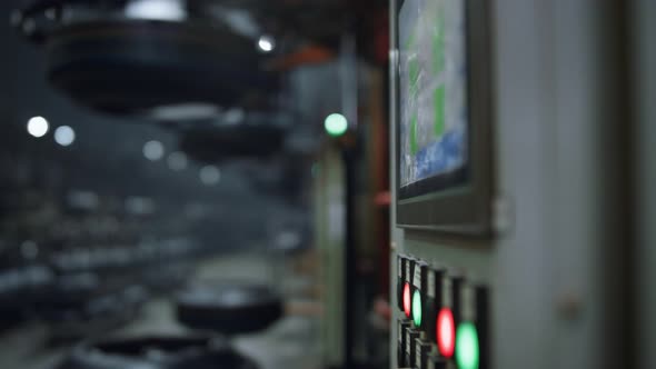 Worker Hands Tapping Screen Modern Manufacturing Digital Machine at ...