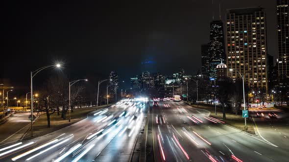 Chicago Traffic at Night on Dan Ryan Expressway, Stock Footage | VideoHive
