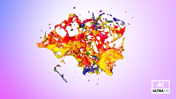 Drops of Multicolor Paint Collide & Create a Splash, Motion Graphics