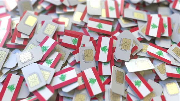 Many SIM Cards with Flag of Lebanon, Motion Graphics | VideoHive