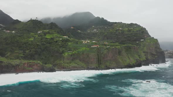 Deep Green Valley Surrounded with High Mountain Range, Stock Footage