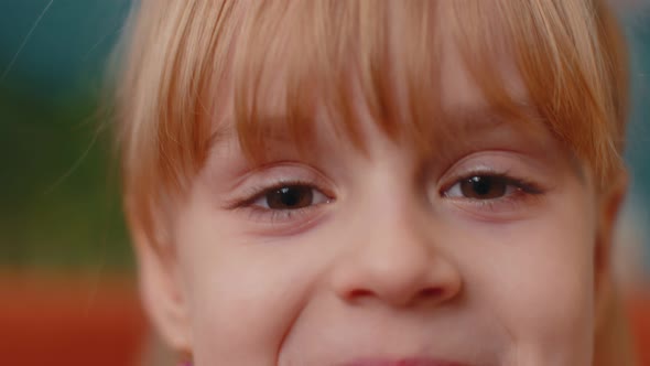 Portrait Young Child Girl Kid Looking at Camera Eyes Closeup Macro ...