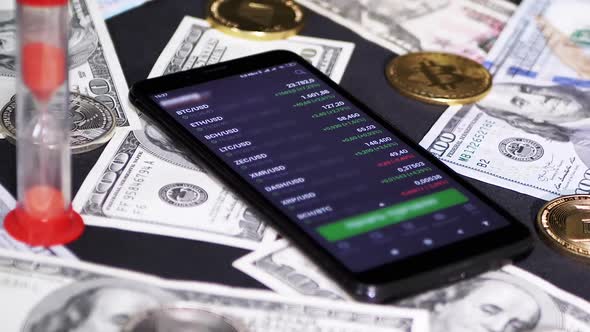 Time Lapse Cryptocurrency Price Quotes Data on Black Screen of ...