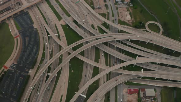 Aerial Birds Eye Overhead Top Down View of Large and Complex Multilane ...