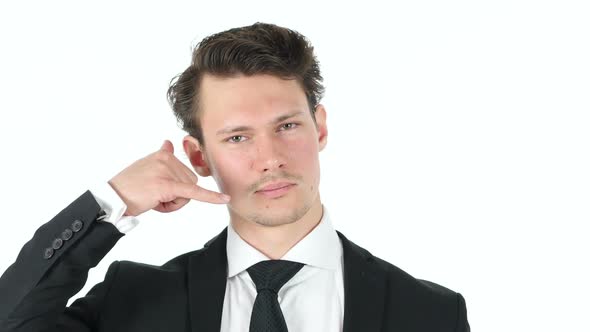 Call Us Hand Gesture By Businessman, Stock Footage | VideoHive