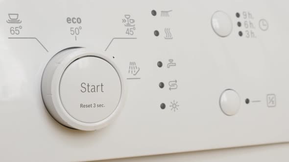 Modern dishware and cutlery washing machine console 4K 2160p 30fps ...