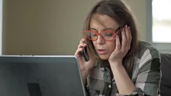 Portrait of a Very Tired Woman Falling Asleep From Overtiredness at Her ...