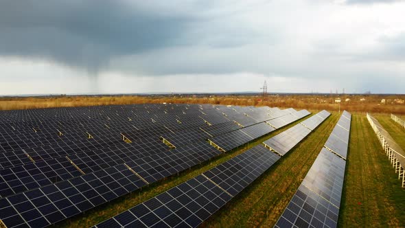 Finland renewable energy. Flyover Solar Power Station. Top aerial view ...