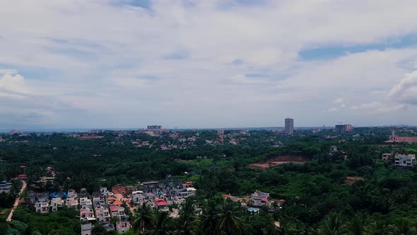 Panoramic view of Mangalore district. Aerial flying forward, Stock Footage
