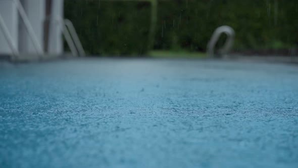 Raining Around Swimming Pool Area. Rainy Day at Swimming Pool., Stock ...