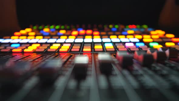 Low View of Moving Buttons on Dj Remote or Soundboard, Stock Footage