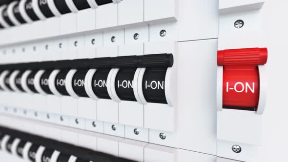 Trip Switch Fuse box. Switches, lights turned off. Electricity Power ...