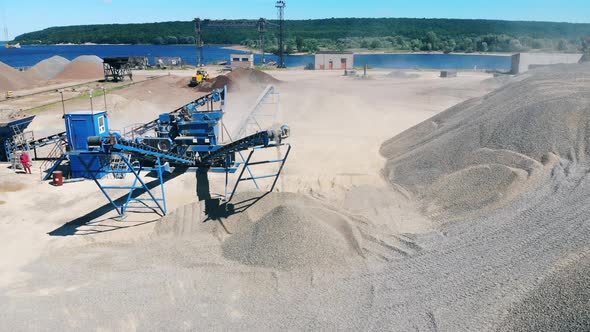 Large-scale Rock Excavation Site with Working Machines. Mining ...