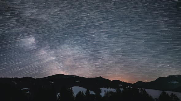 Star-trail Comet Effect of Milky Way Galaxy Star Trails, Stock Footage