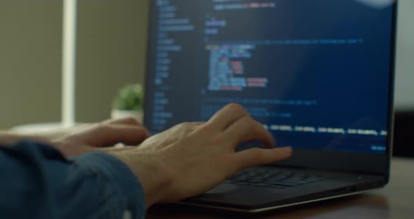 Closeup Coding on Screen, Man Hands Coding Html and Programming on ...
