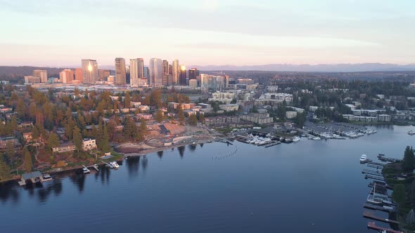 Aerial Bellevue Washington Usa Skyline At Dusk, Stock Footage | VideoHive