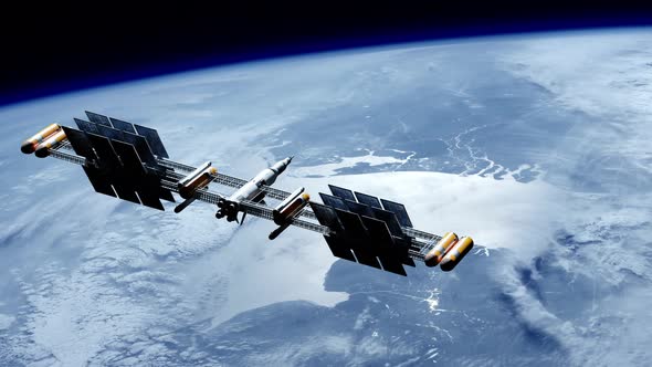 Spacecraft Deploying Solar Panels Using Modern Space Technology, Motion ...