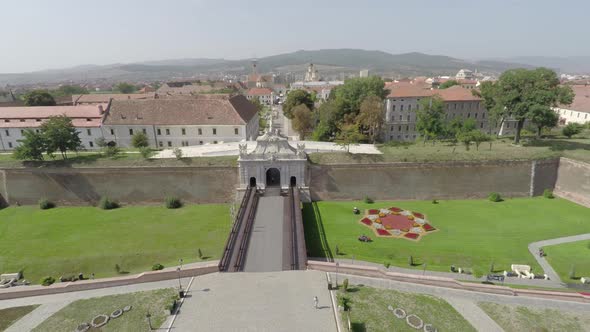 Aerial view of the Alba Iulia citadel, Stock Footage | VideoHive