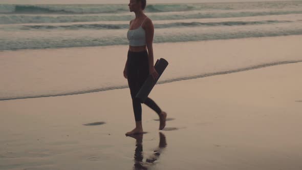 Woman Walking by Ocean Waves, Stock Footage | VideoHive